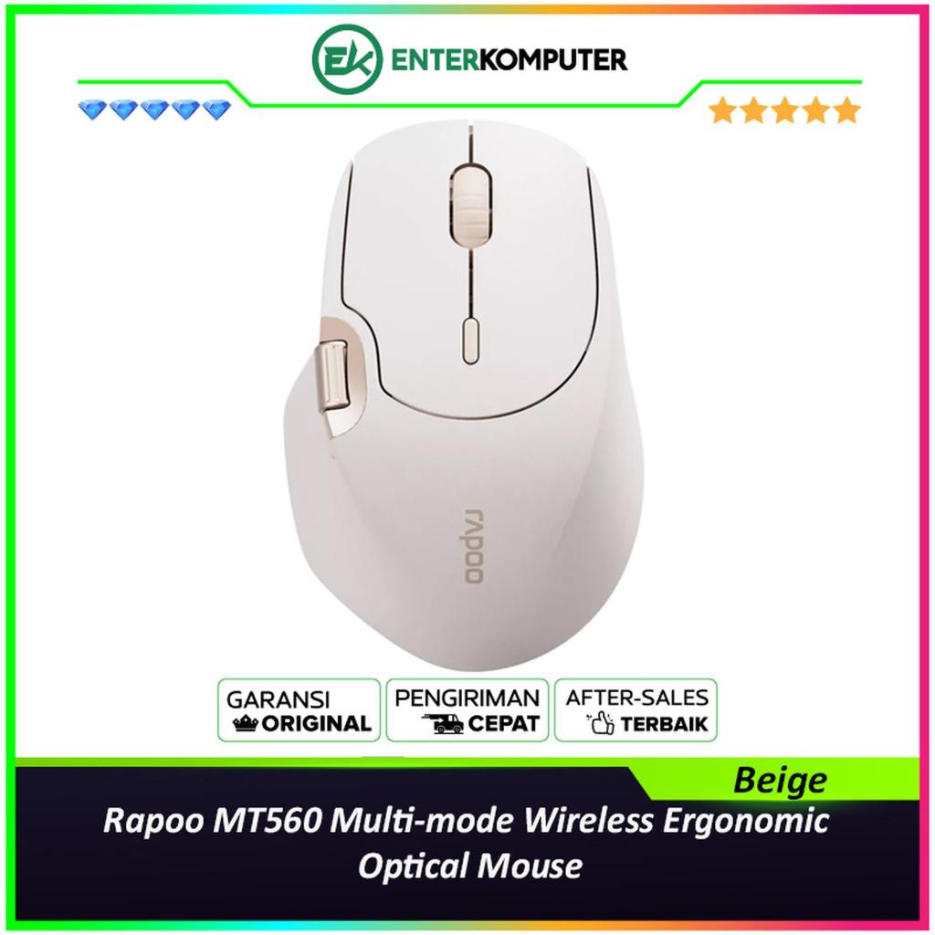 Jual Rapoo MT560 Multi-mode Wireless Ergonomic Optical Mouse - Beige ...