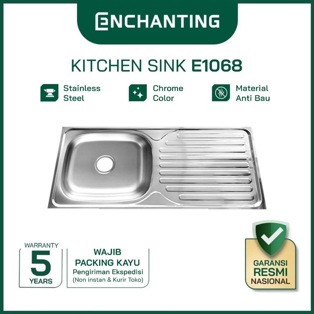 Jual ENCHANTING Kitchen Sink Stainless Steel SS 304 1 Bowl Silver 96x43 ...