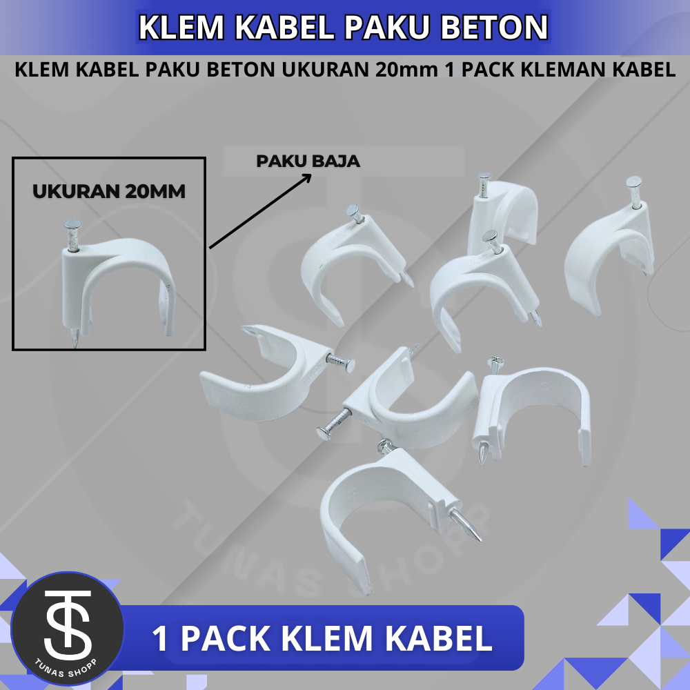 Jual KLEM KABEL+ PAKU BETON UKURAN 20 MM 1 PACK / Kleman Pipa Conduit ...