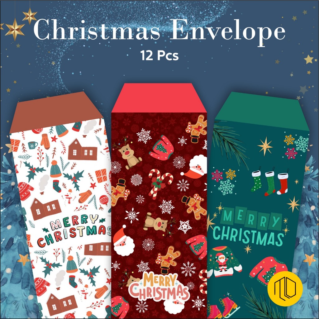 Jual (ISI 12 PCS) Amplop Natal Varian Pattern Aesthetic / Amplop Natal ...