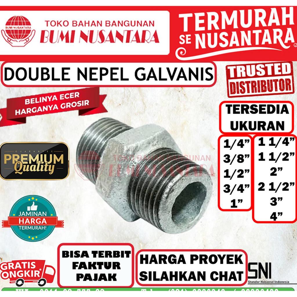 Jual Double Nepple Galvanis 4" Inch Drat BSPT In Dobel Nipel Double ...