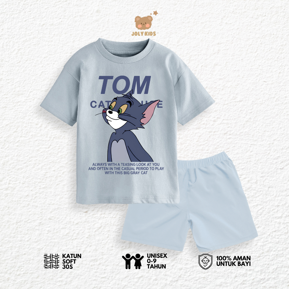 Jual Jolly Kids Baju Set Setelan Baju Kaos CATOM Anak Usia 1-9 Tahun ...