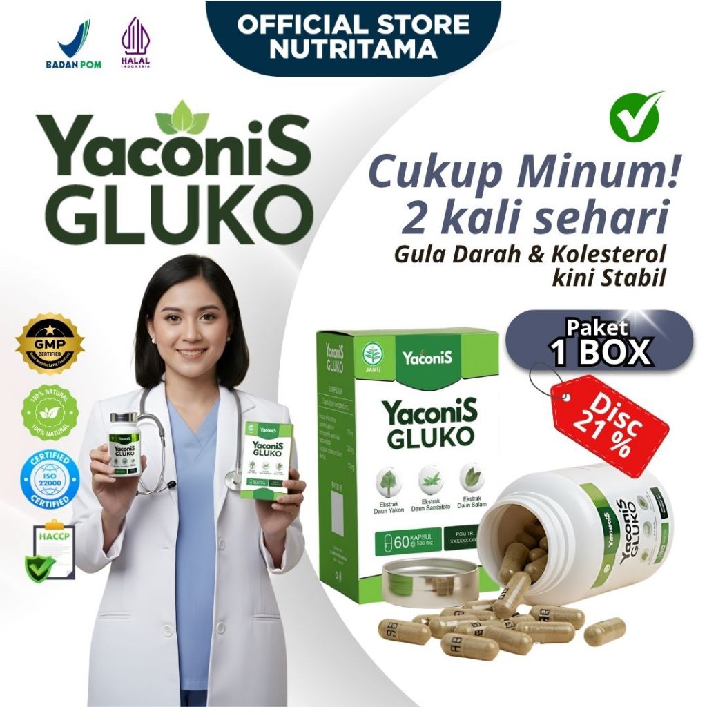 Jual Obat Diabetes Pankreas YACONIS GLUKO Herbal Alami Perbaiki Fungsi ...