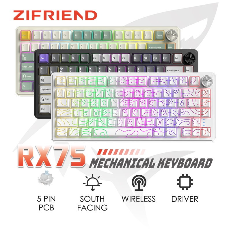 Jual ZIFRIEND RX75 PRO Wireless Keyboard 5PIN Hotswap Gaming Mechanical ...