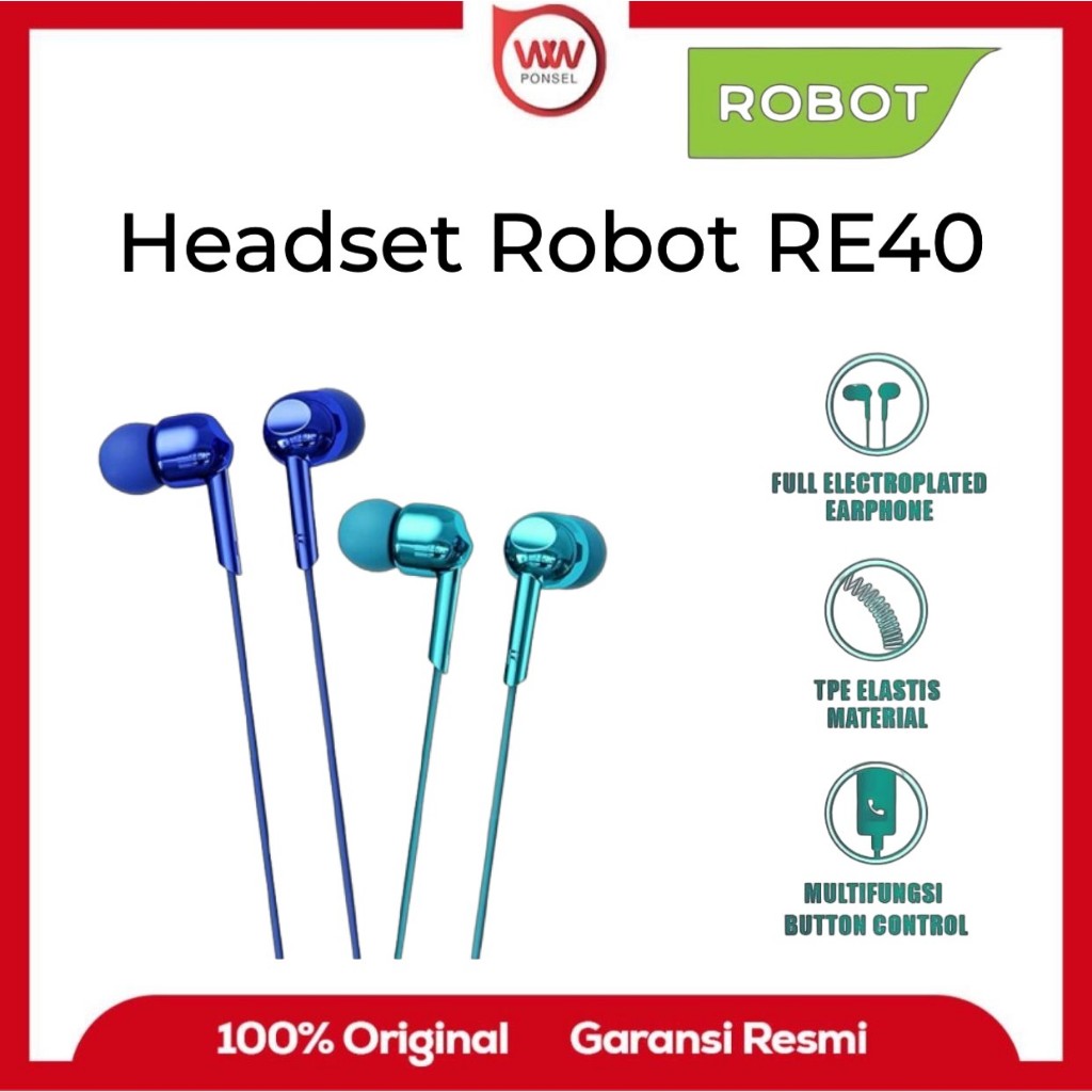 Jual Robot RE40 Headset In-Ear Earphone Deep Bass Wired Microphone ...