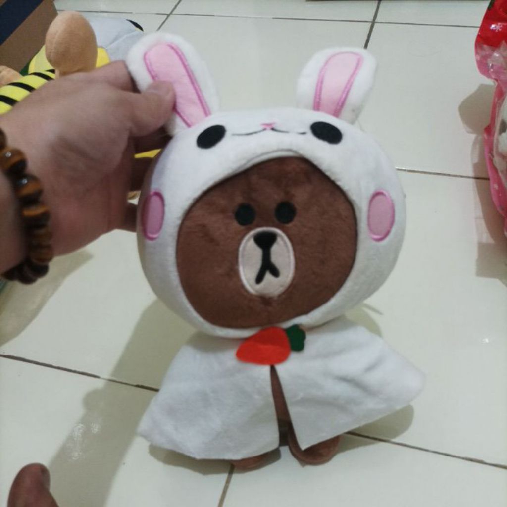 Jual Boneka LINE Mr Brown in Rabbit Custom 20 cm | RARE | Shopee Indonesia