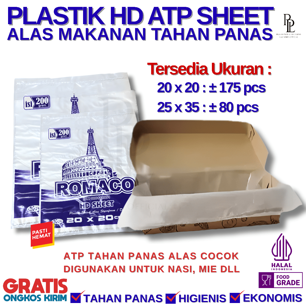 Jual PLASTIK ALAS HD ATP SHEET ALAS MAKANAN TAHAN PANAS Uk. 20x20 25x35 ...