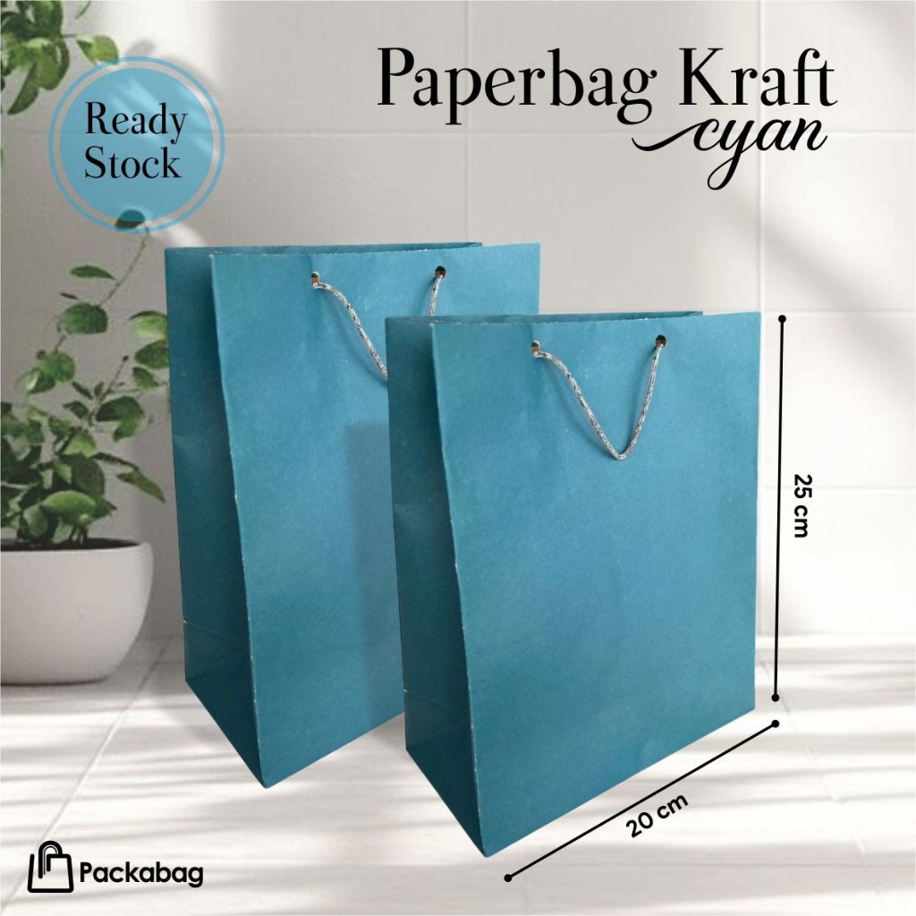 Jual Paper Bag Colour Cyan / biru Polos - Tas Souvenir - Kantong ...