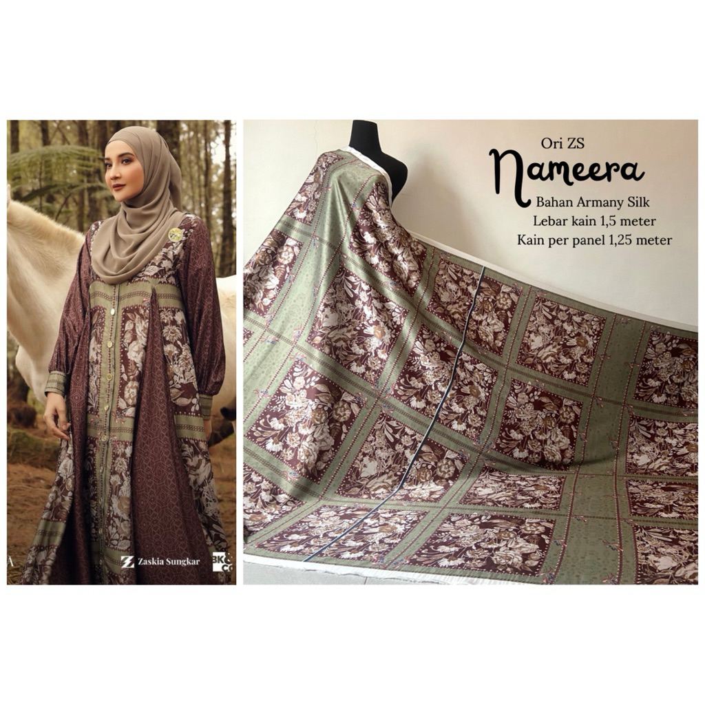 Jual Kain Ori Zaskia Sungkar Motif Nameera Bahan Satin Silk ( HARGA ...