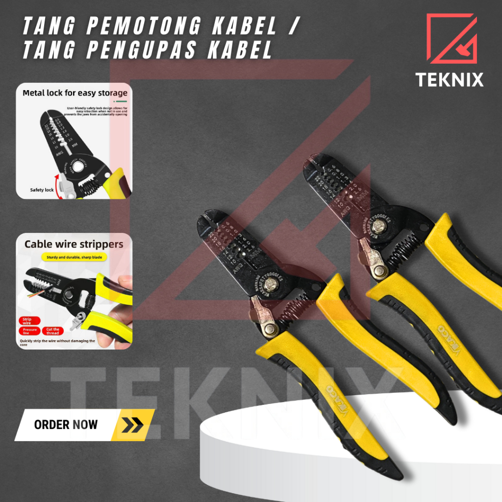 Jual Tang Crimping Kabel Multifungsi / Tang Potong & Kupas Kabel 7 Inch ...