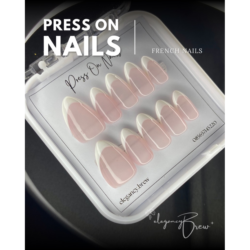 Jual Elegancy Brew - Press On Nails - French Nails | Shopee Indonesia