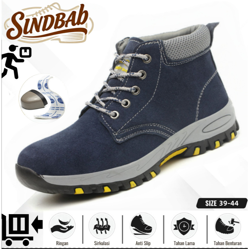 Jual SindBab Sepatu safety high-top pria Sepatu safety anti-smashing ...
