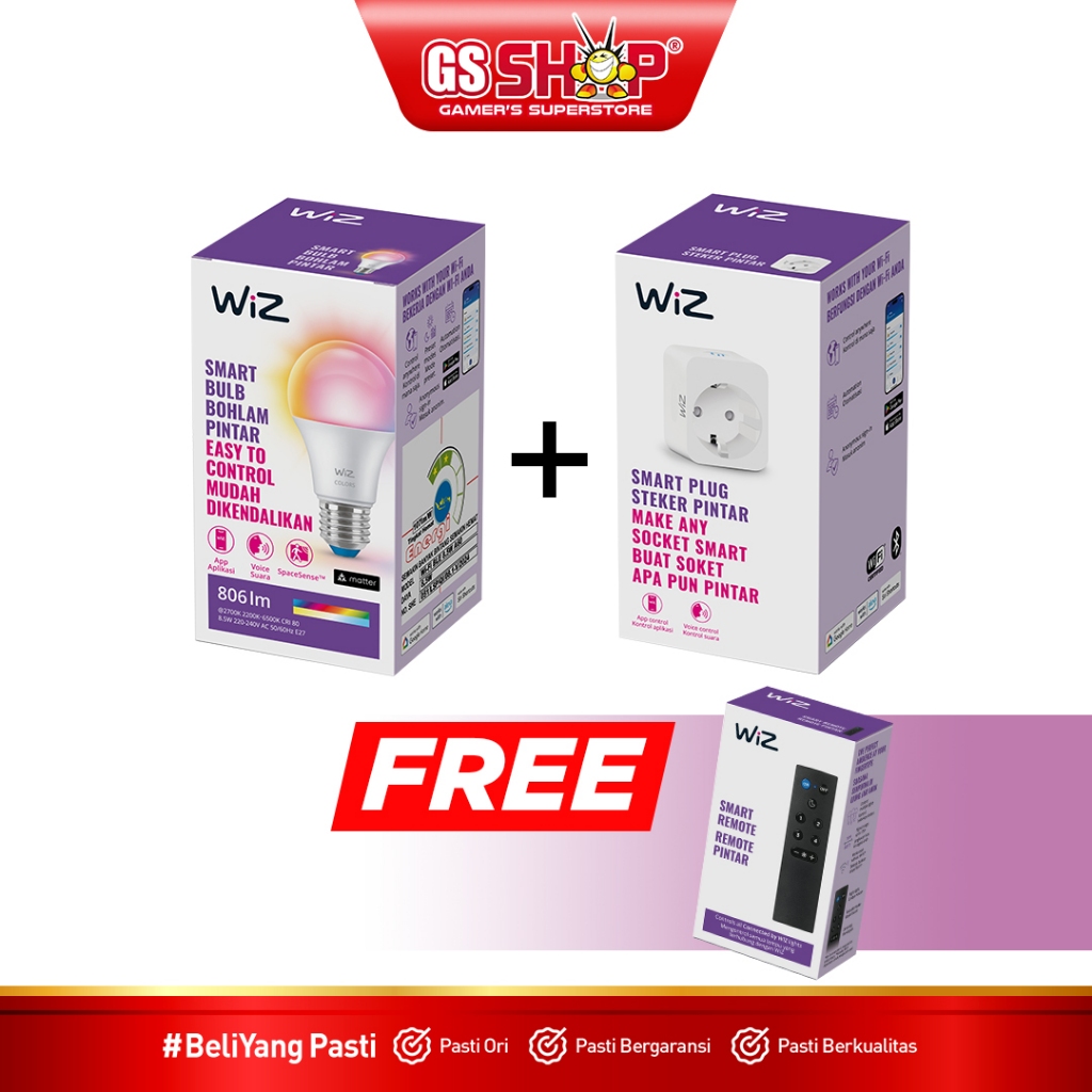 Jual WiZ WiFi Smart Bulb 8,5W RGB Bundle Smart Plug | Shopee Indonesia