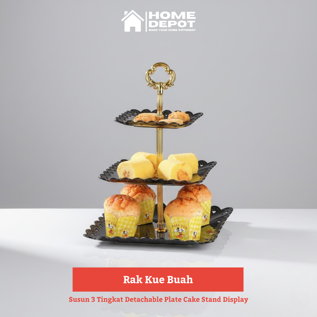 Jual Rak Kue Buah Susun 3 Tingkat Detachable Plate Cake Stand Display ...