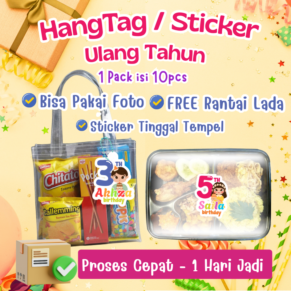 Jual Hang Tag Ulang Tahun Anak Stiker Ulang Tahun Label Custom Sticker ...