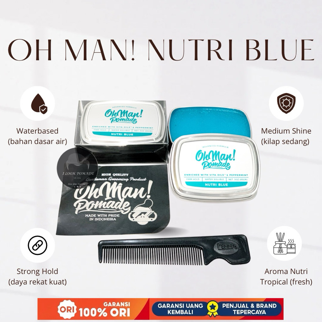 Jual Pomade Oh Man! Nutri Blue | Divine Waterbased Pomade (Water Based ...