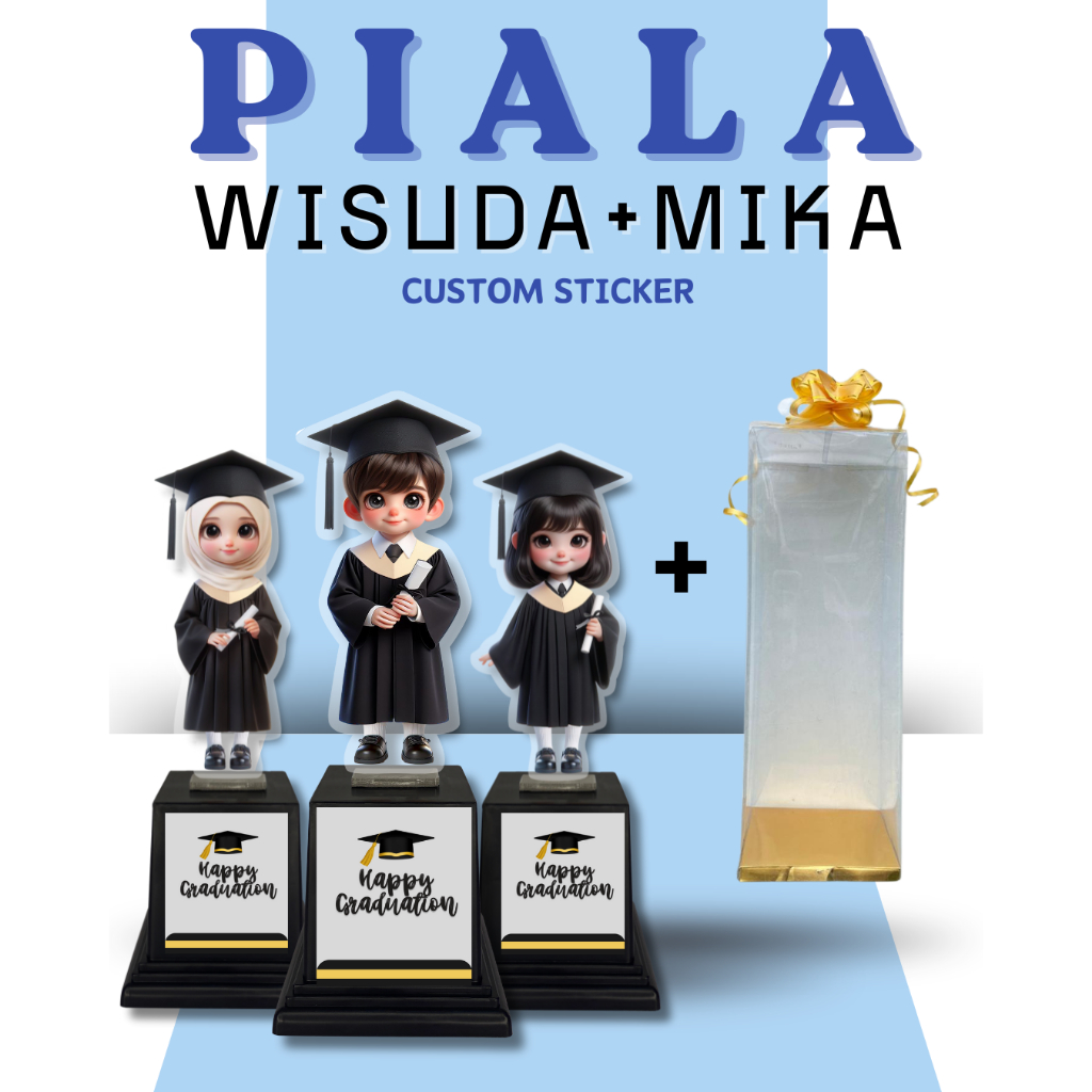 Jual Piala Akrilik Wisuda Plus Mika Custom Sticker Ucapan untuk ...