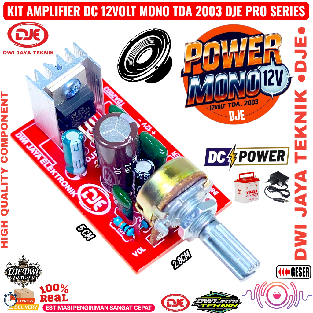 Jual Kit Power Amplifier Mini TDA 2003 Mono 12V DC DJE PRO SERIES ...