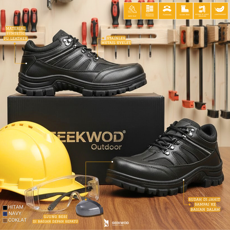 Jual Sepatu Safety Pria Boots Ujung Besi - Men's Safety Shoes for ...