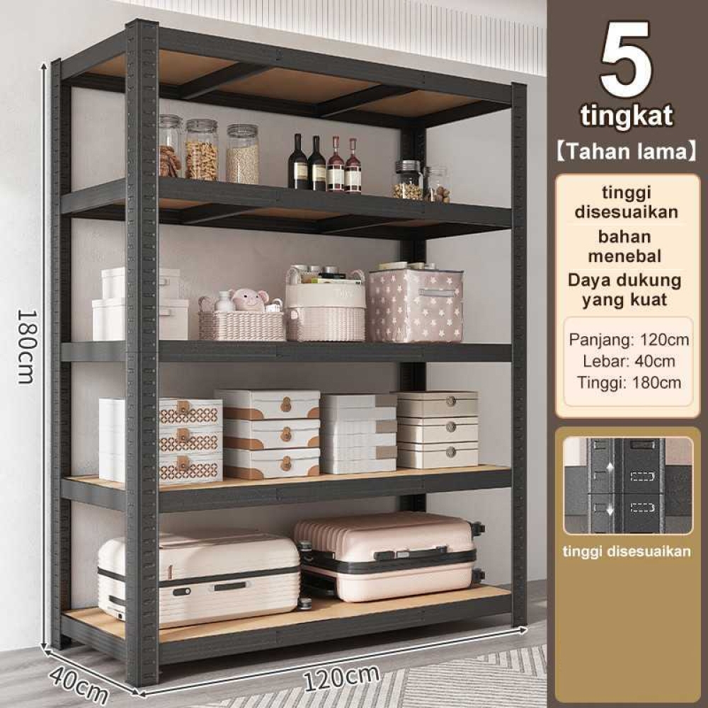 Jual Rak Susun Multifungsi Iron Steel Rack Adjustable 5 Layer/ RAK ...