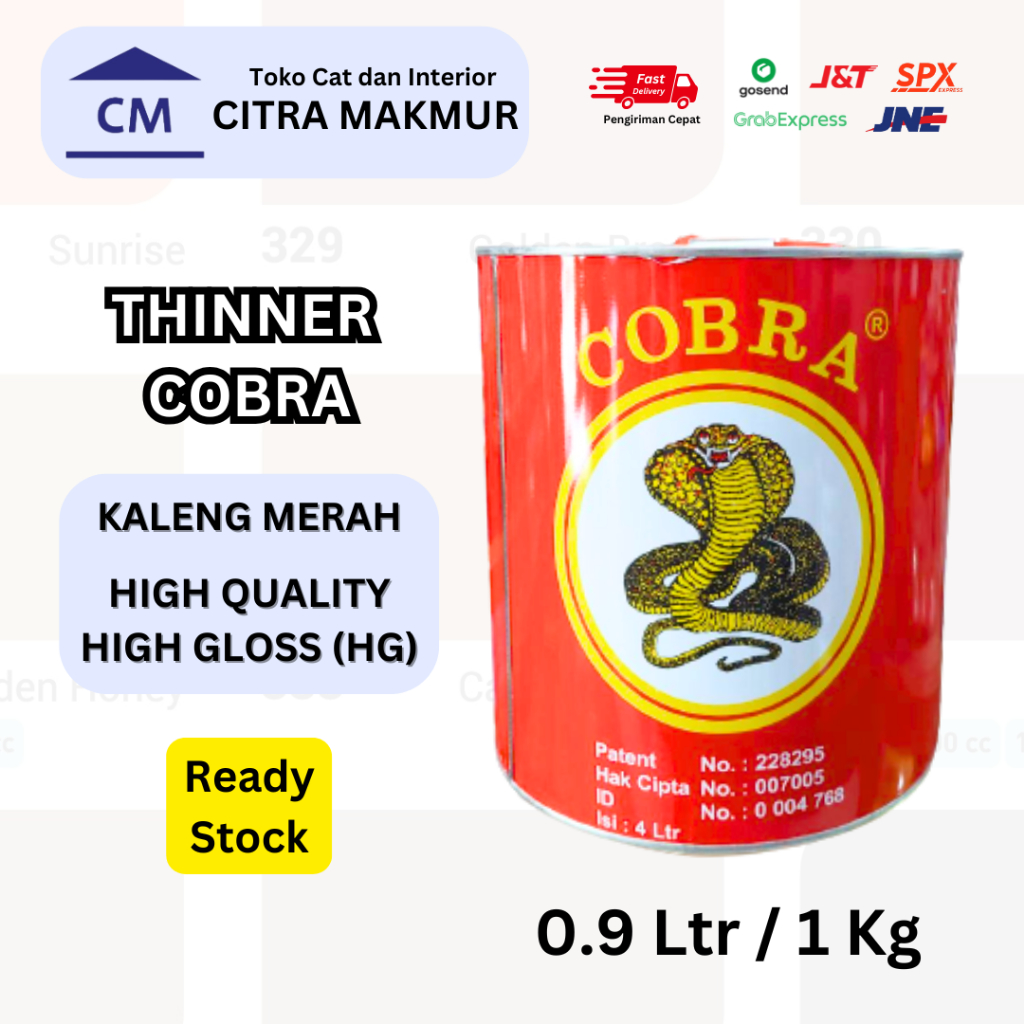 Jual THINNER COBRA Kaleng Merah - 0.9 Ltr 4 Ltr (Pilih ukuran di ...