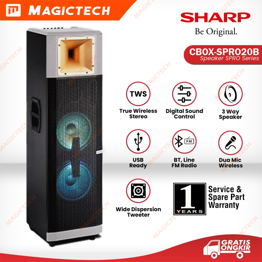 Jual SHARP Speaker Aktif CBOX-SPRO20B SPRO Series 3 Way Speaker 2 ...