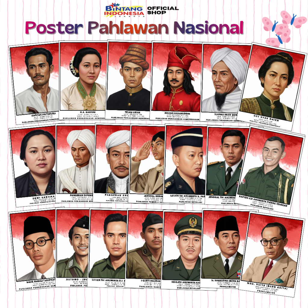 Jual Poster Pahlawan Nasional, Pahlawan Kemerdekaan,Pahlawan Revolusi ...