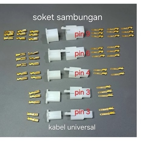 Jual 1 Set Soket Mini 2, 3, 4, 6 & 9 Pin / kaki universal mobil motor ...