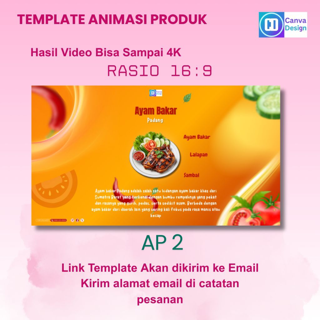 Jual Template Canva Animation Product 2 Slide 4K Tema Ayam Bakar Rasio ...