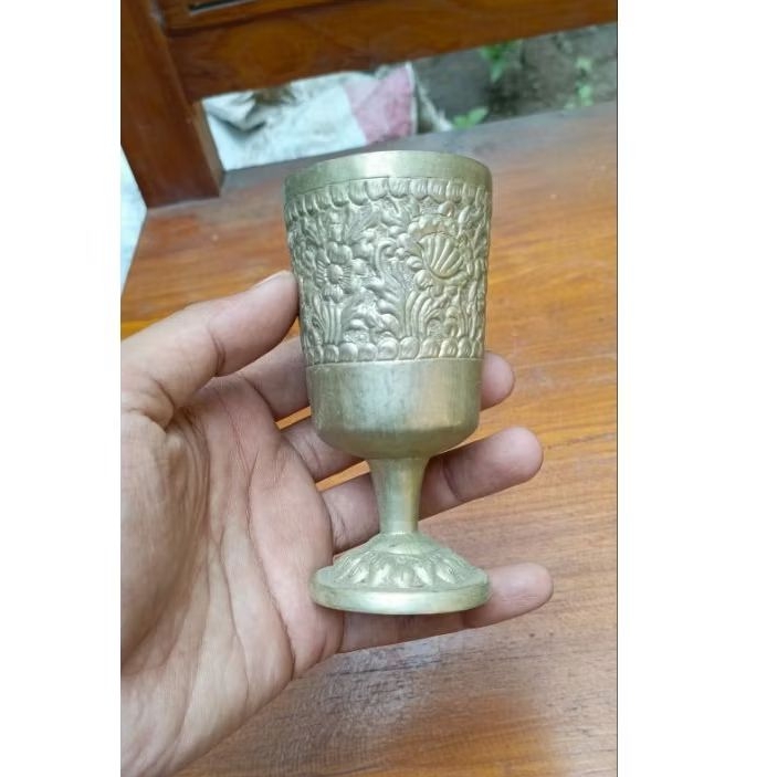 Jual gelas kuningan ukir lawas antik jadul | Shopee Indonesia