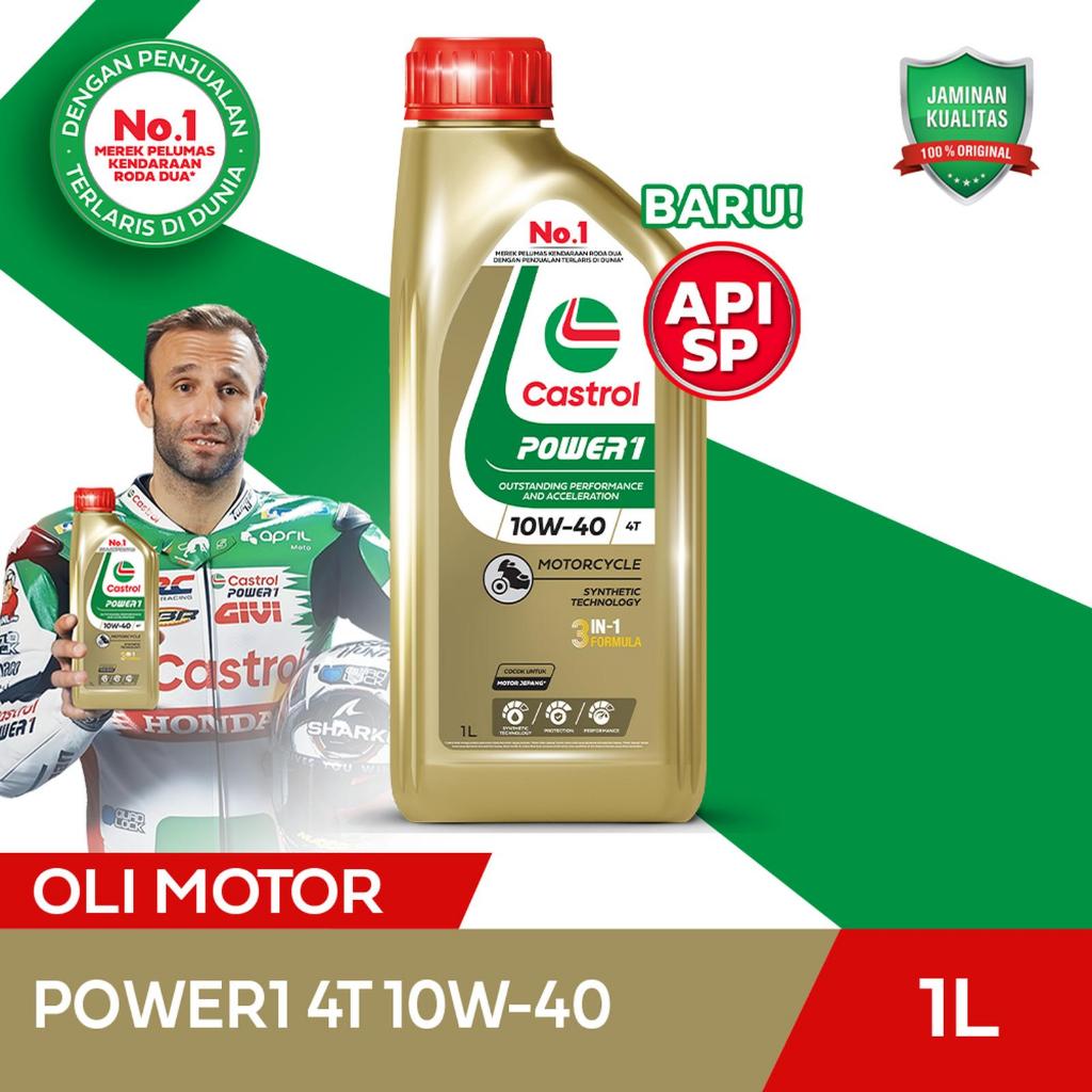 Jual CASTROL OIL MOTOR POWER1 4T 10W-40 1000ML OIL FULL SYNTHETIC 100% ...
