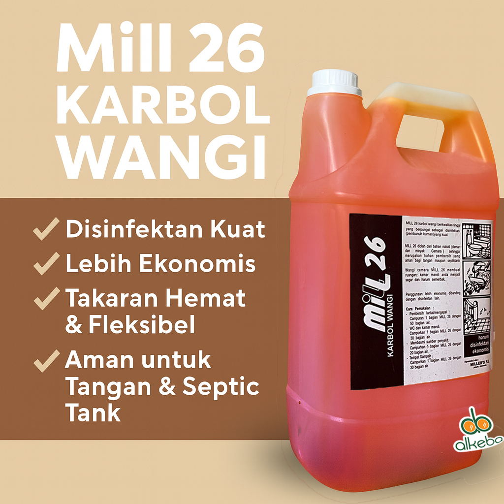 Jual Mill 26 Karbol Wangi 4 Liter – Disinfektan Kuat Pembunuh Kuman ...