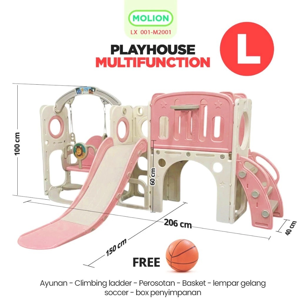 Jual Doritoki x Molion Prosotan Anak Playhouse Playground Slide HDPE ...