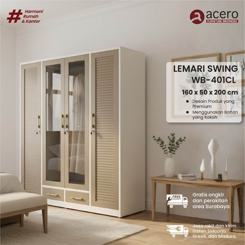 Jual Acero Furniture WB Series | Lemari Besi Sliding ukuran 160cm Latte ...