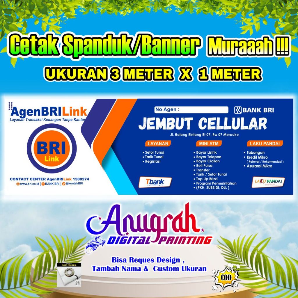 Jual Spanduk Banner Agen BRILink Ukuran 3 meter x 1 meter | Shopee ...