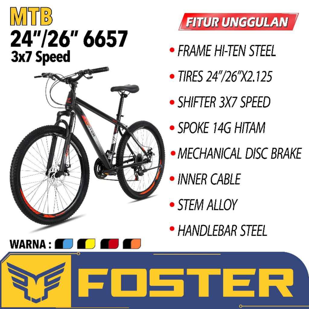 Jual Sepeda MTB/sepeda gunung UK 24"/26"/27,5" Merk FOSTER 6657 3x7 ...