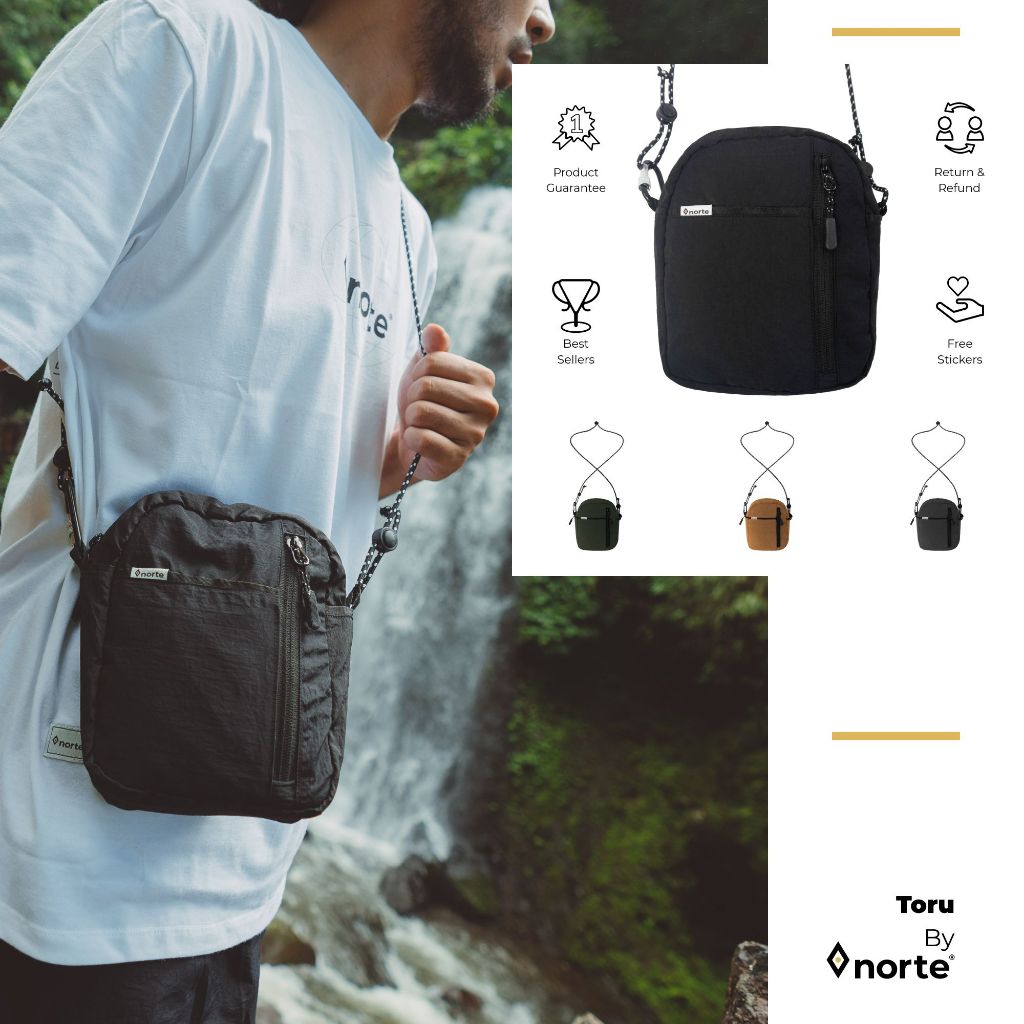 Jual Norte Sling Bag Small Toru - Black - Taslan Dusky Crinkle | Shopee ...