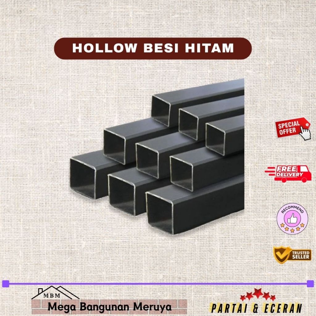 Jual Hollow besi 40x40 Tebal 1,6mm / besi hollow hitam 4x4 1,6mm ...