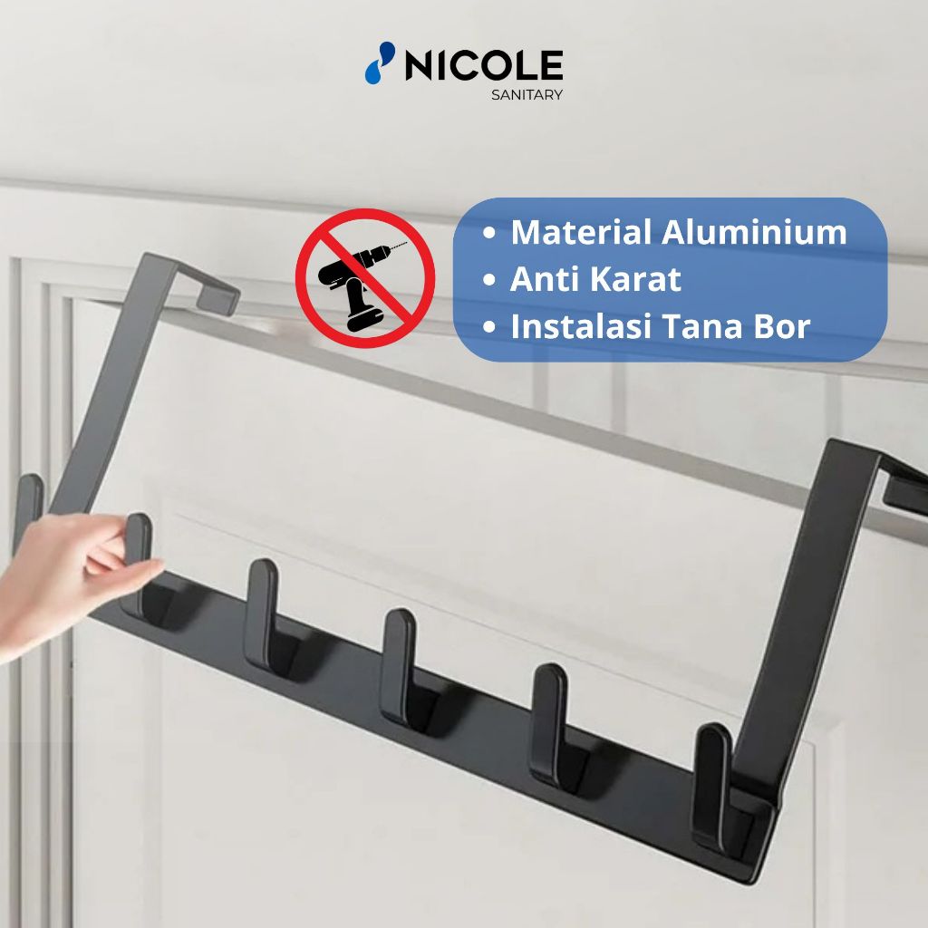 Jual Nicole Gantungan Baju Cantol Belakang Pintu Kait Kapstok Minimalis ...