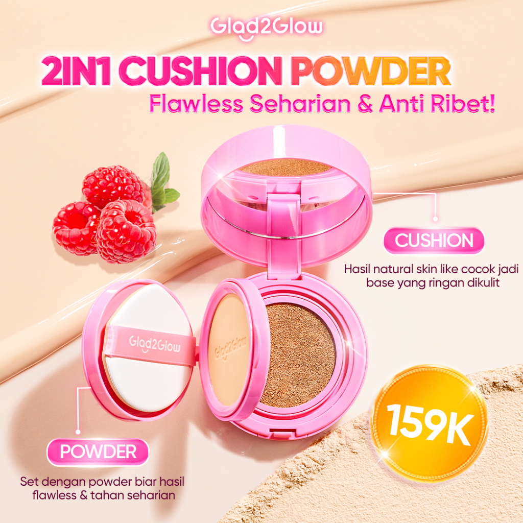 Jual Cushion Glad2Glow 2in1 Perfect Pair Cushion Powder Foundation G2G ...