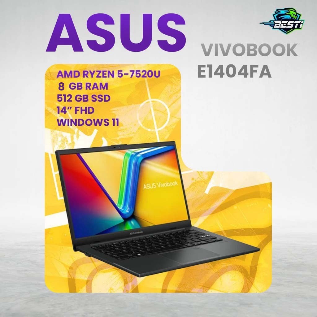 Jual Laptop ASUS E1404FA AMD R5-7520U 8GB RAM 512GB SSD Windows 11 ...