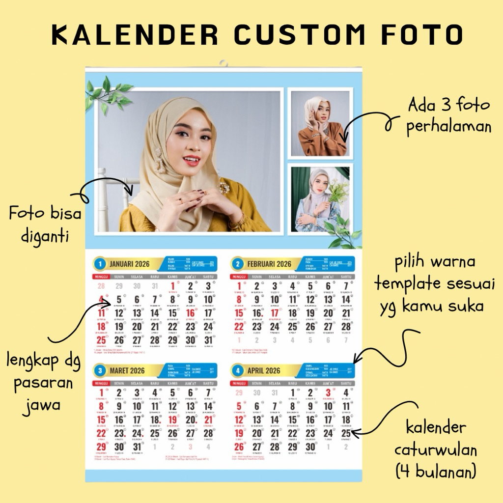 Jual Kalender Dinding Caturwulan 2026 Custom (4 Bulanan) Bisa Ganti ...