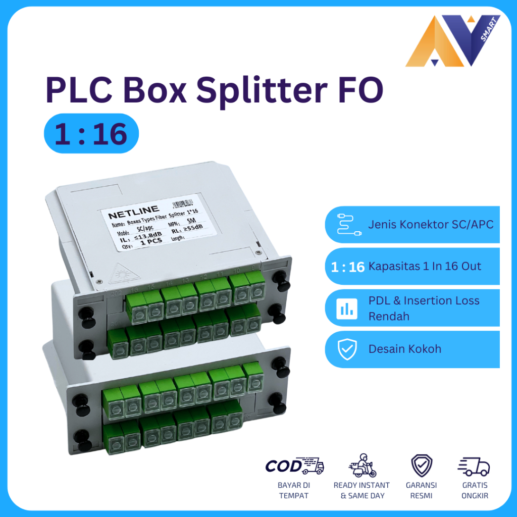Jual Box Passive Splitter PLC FO 1:16 Fiber Optik FTTH SC APC (1 In 16 ...