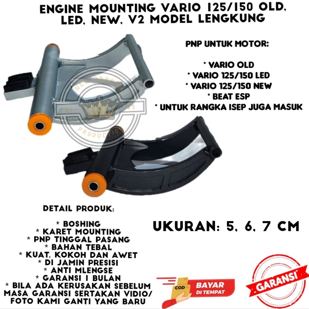 Jual Engine Mounting Model V2 Lengkung Vario OLD, Vario 125/150 LED ...