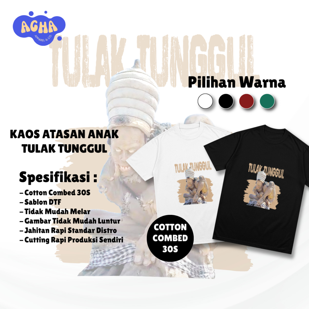 Jual Kaos Atasan Ogoh-ogoh Tulak Tunggul anak-anak unisex 100% cotton ...