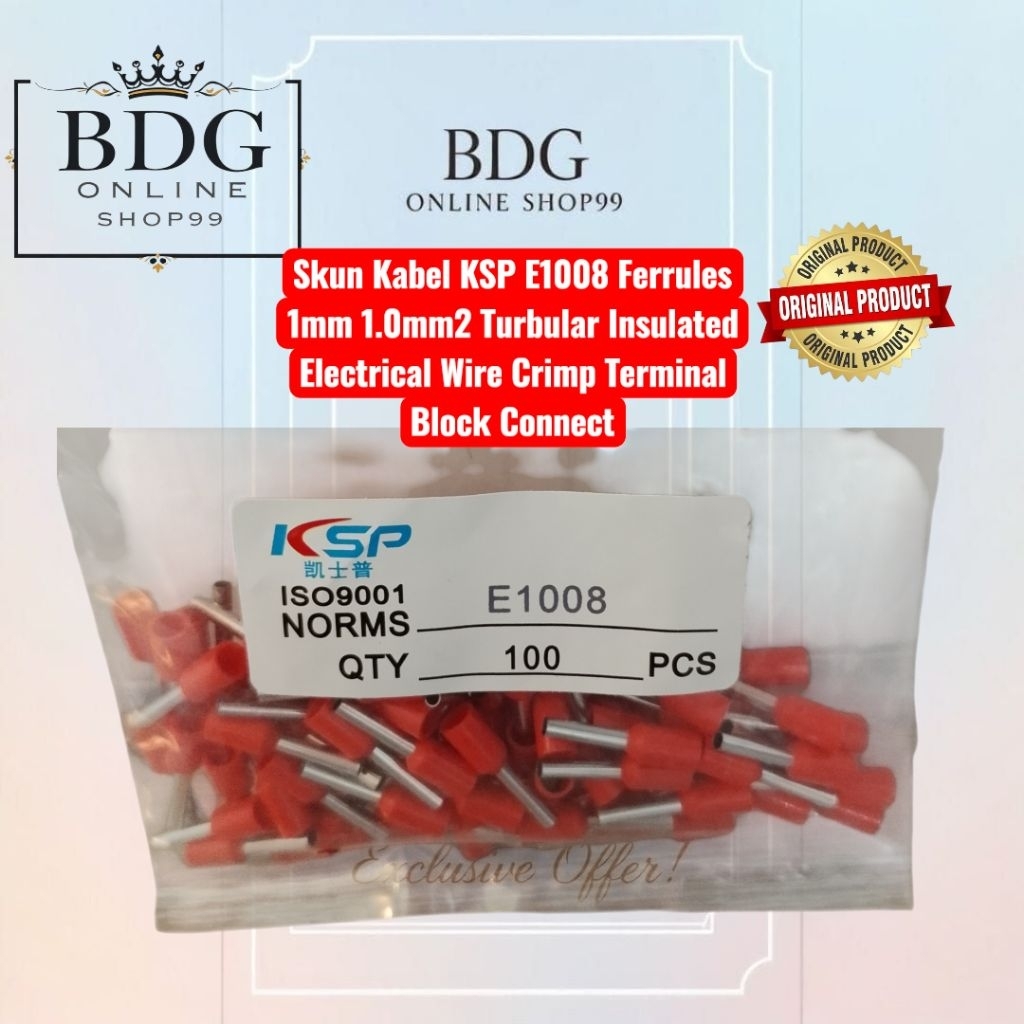 Jual Skun Kabel KSP E1008 Ferrules 1pack (100pcs) 1mm 1.0mm2 Turbular ...