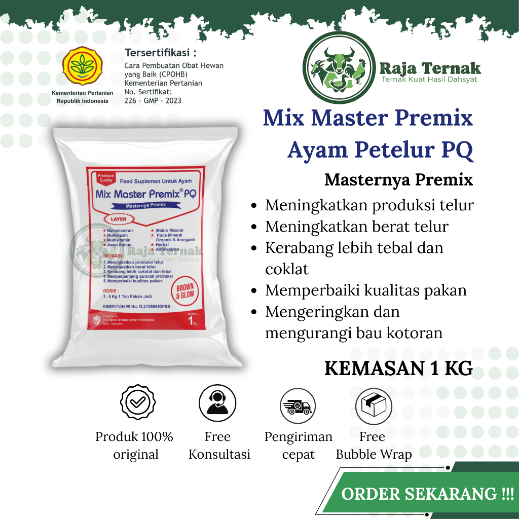 Jual MIX MASTER PREMIX LAYER PQ - Suplemen Pakan Untuk Ayam Petelur ...