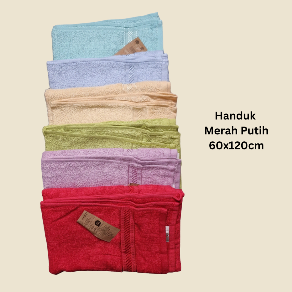 Jual [3 PCS] HANDUK DEWASA PREMIUM MENYERAP KERINGAT HANDUK MERAH PUTIH ...