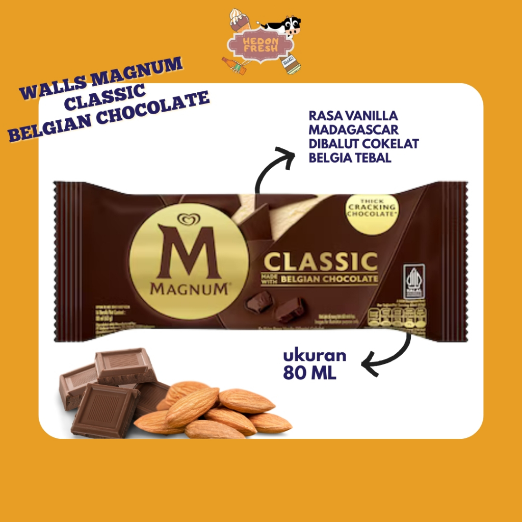 Jual Es Krim Magnum Classic With Belgian Chocolate 80 ML | Shopee Indonesia