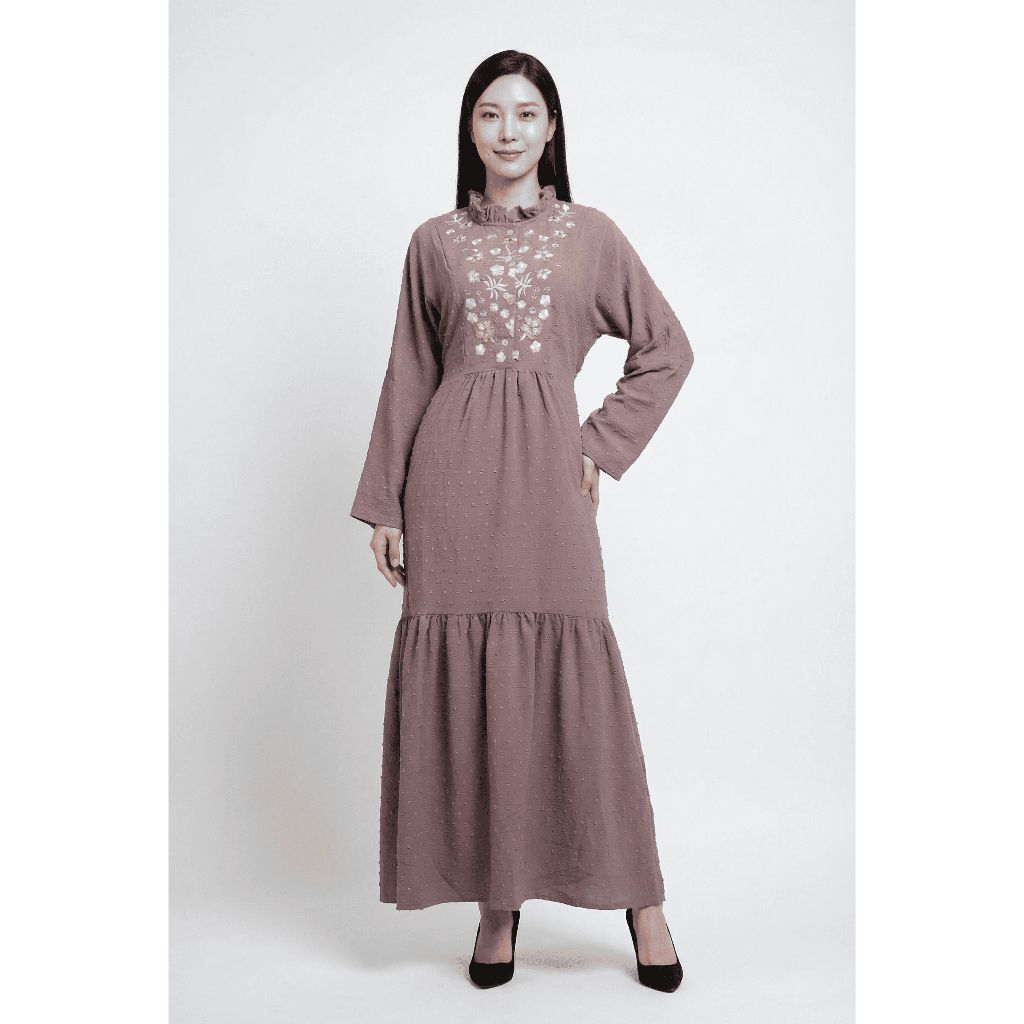 Jual BEAMISH Gamis Wanita Bordir Bunga - AG 3240304 | Dusty Pink, Abu ...